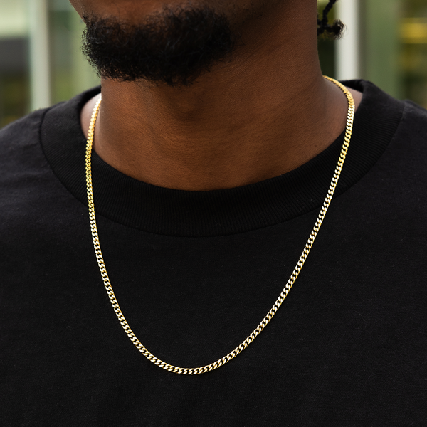 The GLD Shop - Micro Cuban Chain in Yellow Gold- 3mm - Military & First ...