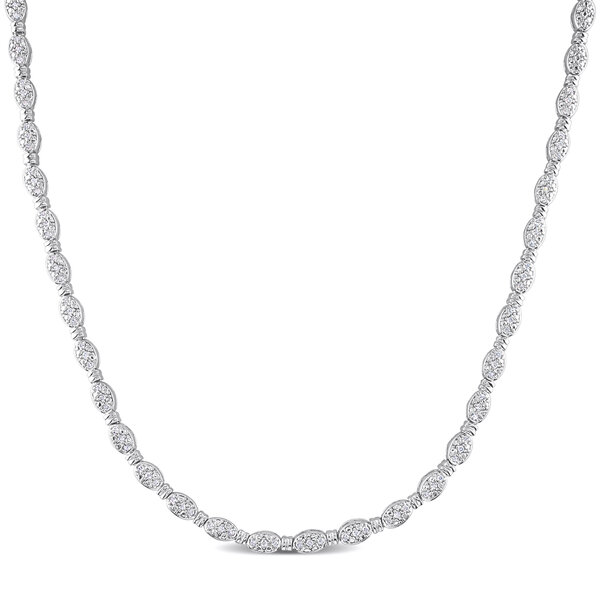 Diamond Jewelry 1 2 Ct Tdw Diamond Tennis Necklace In Sterling Silver