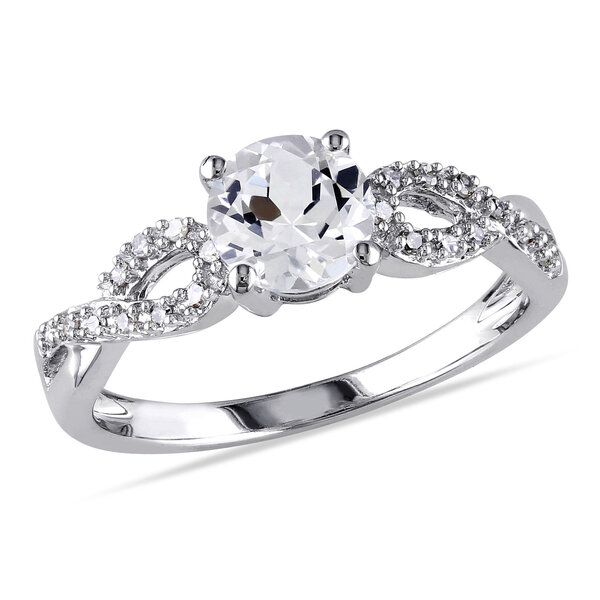 Bridal Collection - 1/10 CT TW Diamond and Created White Sapphire ...