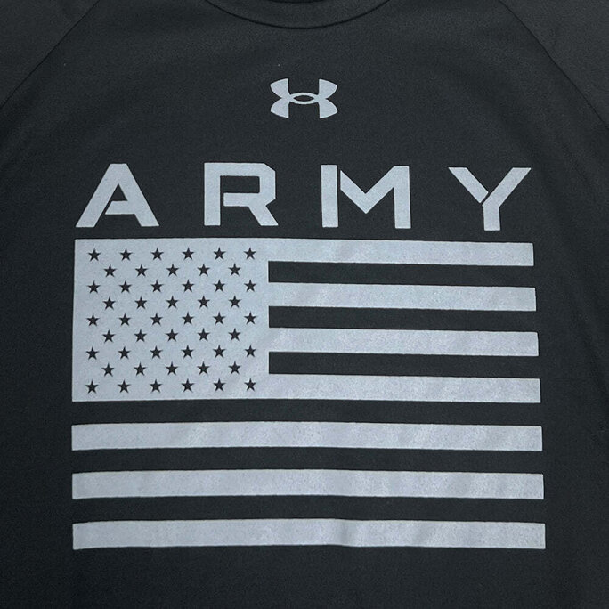 Army Gear United States Army Under Armour Flag Tech T Shirt Black Military First Responder Discounts GOVX