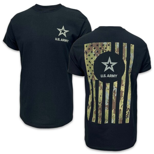 Army Gear - Army Camo Flag T-Shirt (Black) - Military & First Responder ...