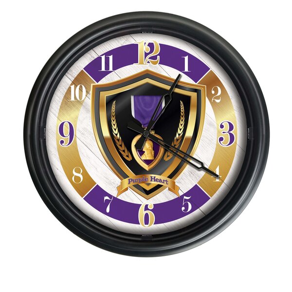 Army Gear - Purple Heart Indoor/Outdoor LED Wall Clock - Military & First Responder Discounts | GOVX