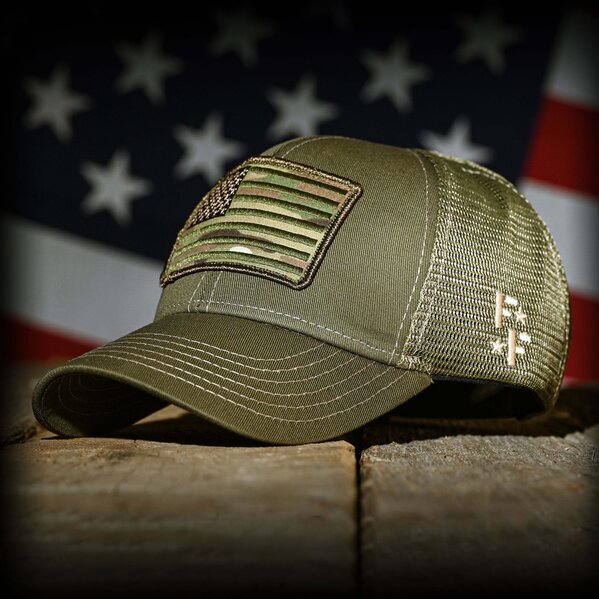 Freedom Fatigues - MultiCam Flag Patch OD Green Ball Cap - Military ...