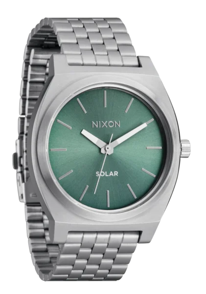 Nixon - Men's Time Teller Solar Watch - Silver / Jade Sunray - Military ...
