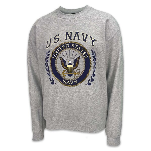 Navy Gear - Navy Laurel Leaf Crewneck (Grey) - Military & First ...