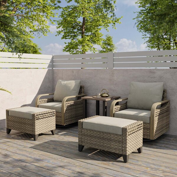 Eagle Peak - Modern Wicker 5 Piece Furniture Set w/ Swivel Rocking ...