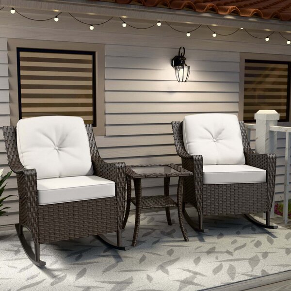 Eagle Peak - Azure Bay 3 Piece Outdoor Wicker Set, Rocking Chairs with ...