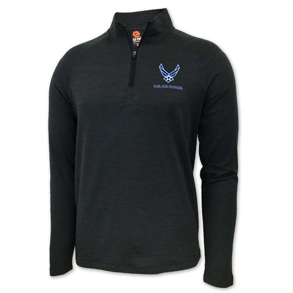 Armed Forces Gear - Air Force Wings Logo Performance 1/4 Zip (Charcoal ...